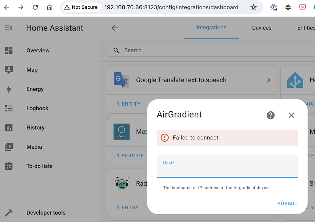 "Failed to connect" when adding to Home Assistant - Software integrations - AirGradient Forum
